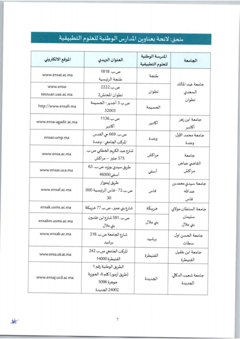 مباراة ولوج المدارس الوطنية للعلوم التطبيقية ENSA 2025-2026